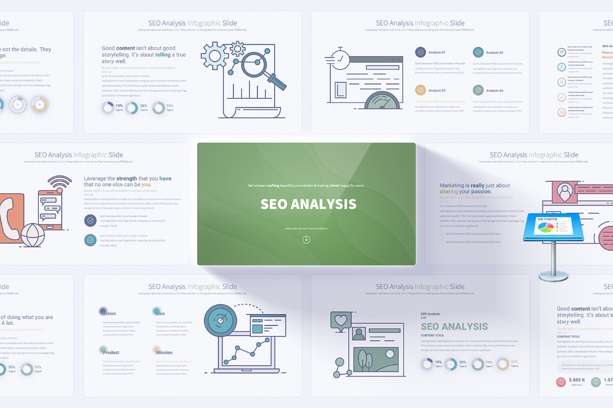 SEO Analysis Keynote Presentation Template | Editable Infographics | Color Variations | Animated ...